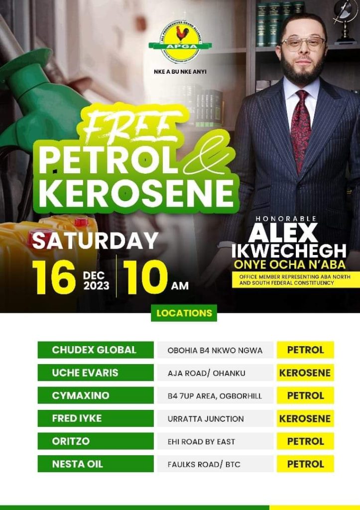 XMAS BLIZZ: Hon. Alex Ikwechegh announces free fuel and kerosene for ...